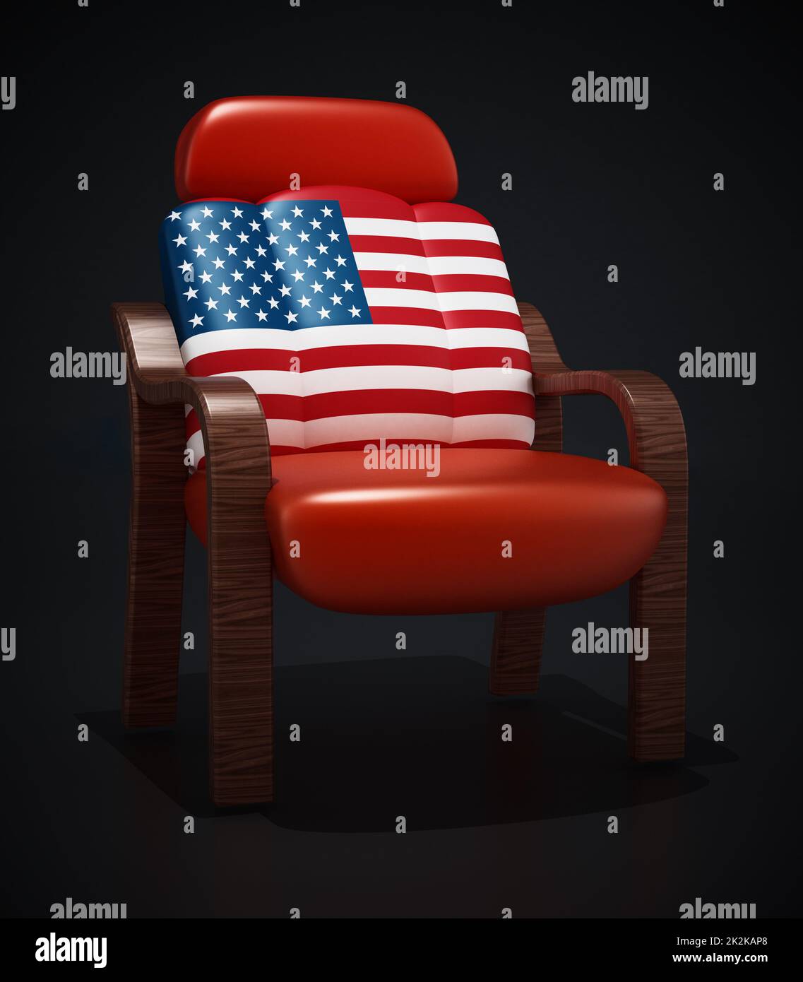 American flag textured luxury leather chair. 3D illustration Stock ...