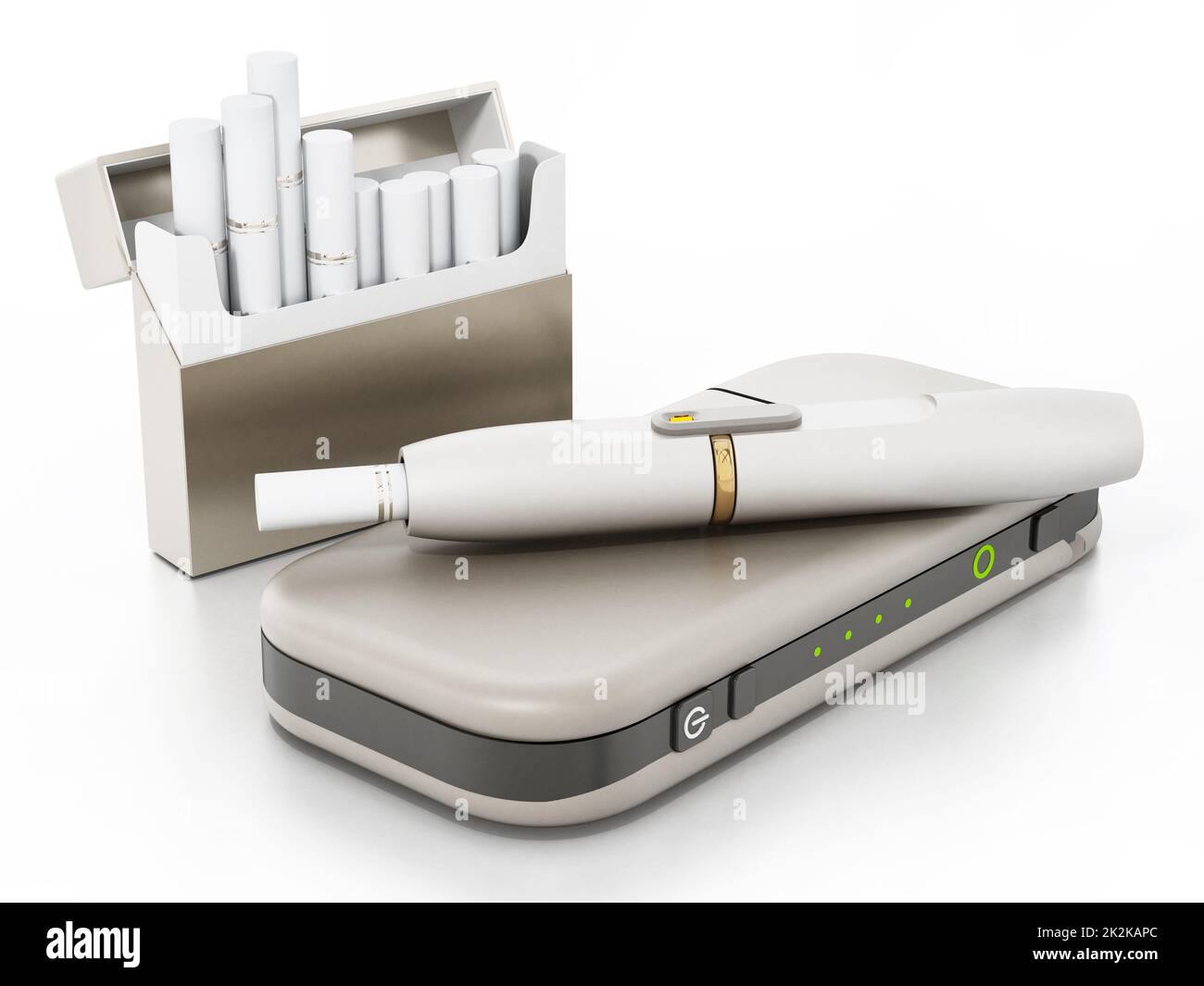 Electronic cigarette set isolated on white background. 3D illustration ...