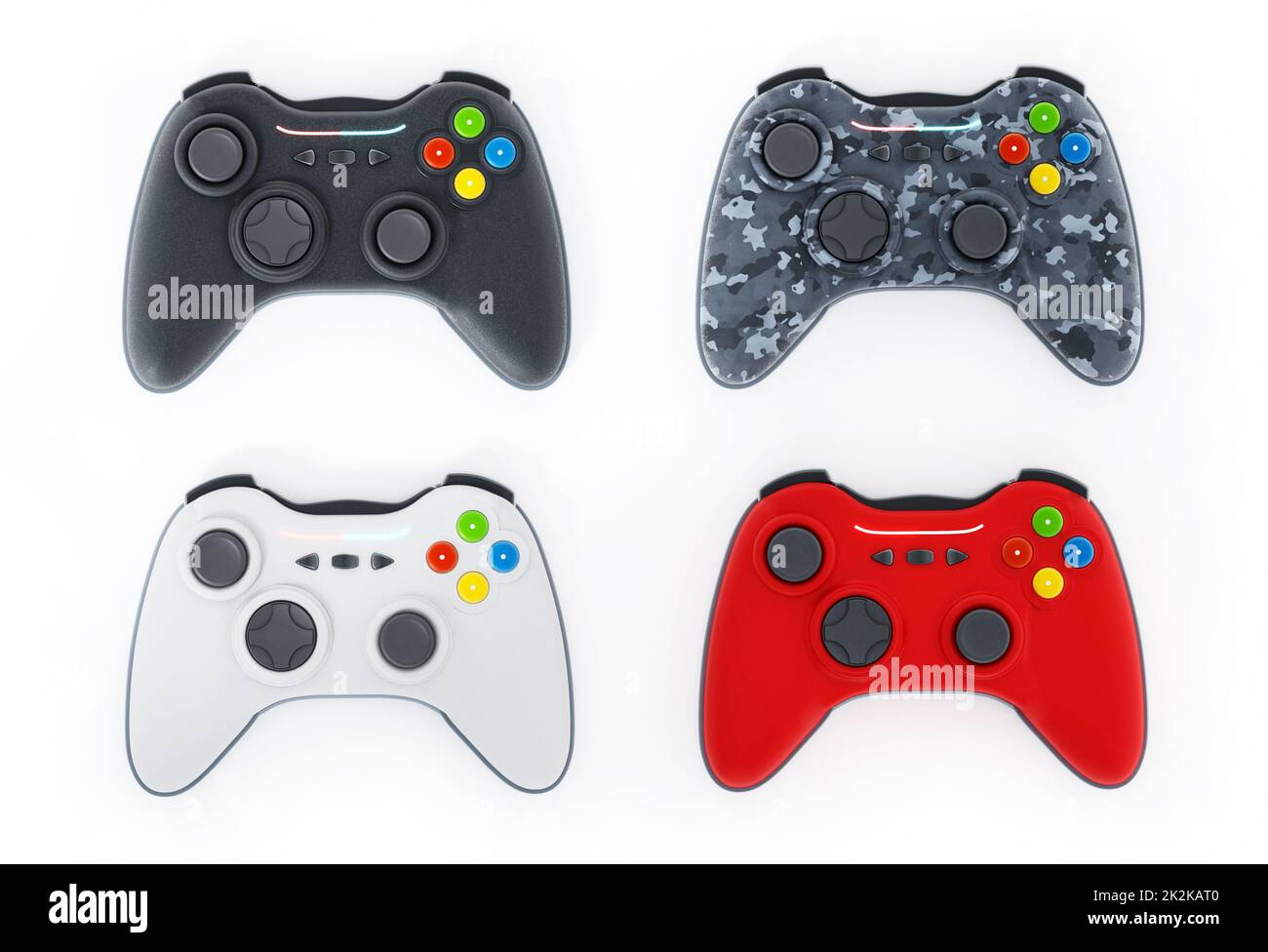 Generic game controllers isolated on white background. 3D illustration ...