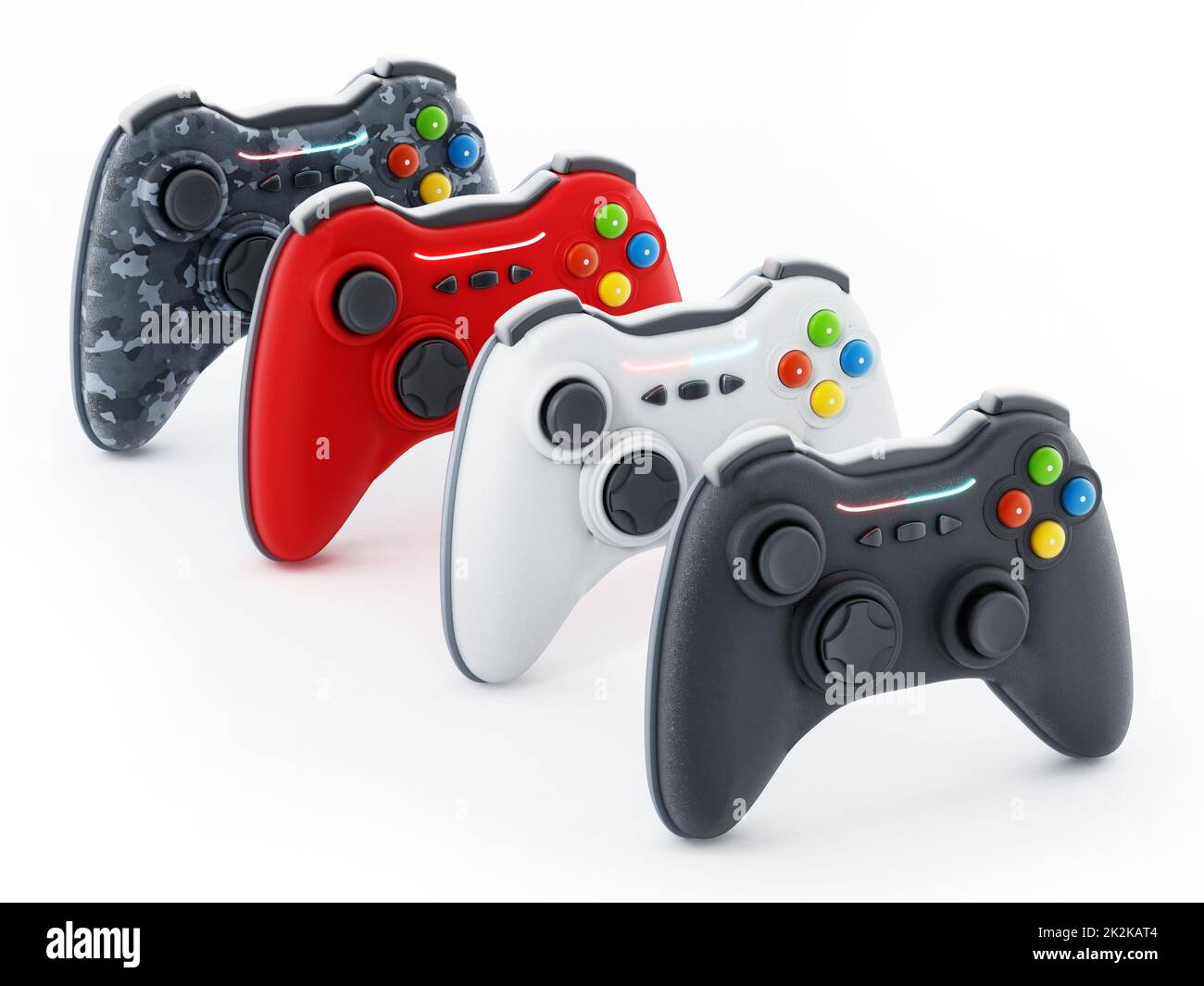 Generic game controllers isolated on white background. 3D illustration ...