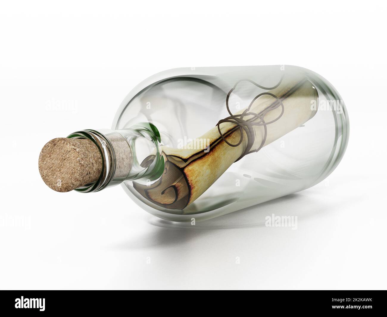 Message in a bottle isolated on white background. 3D illustration Stock ...