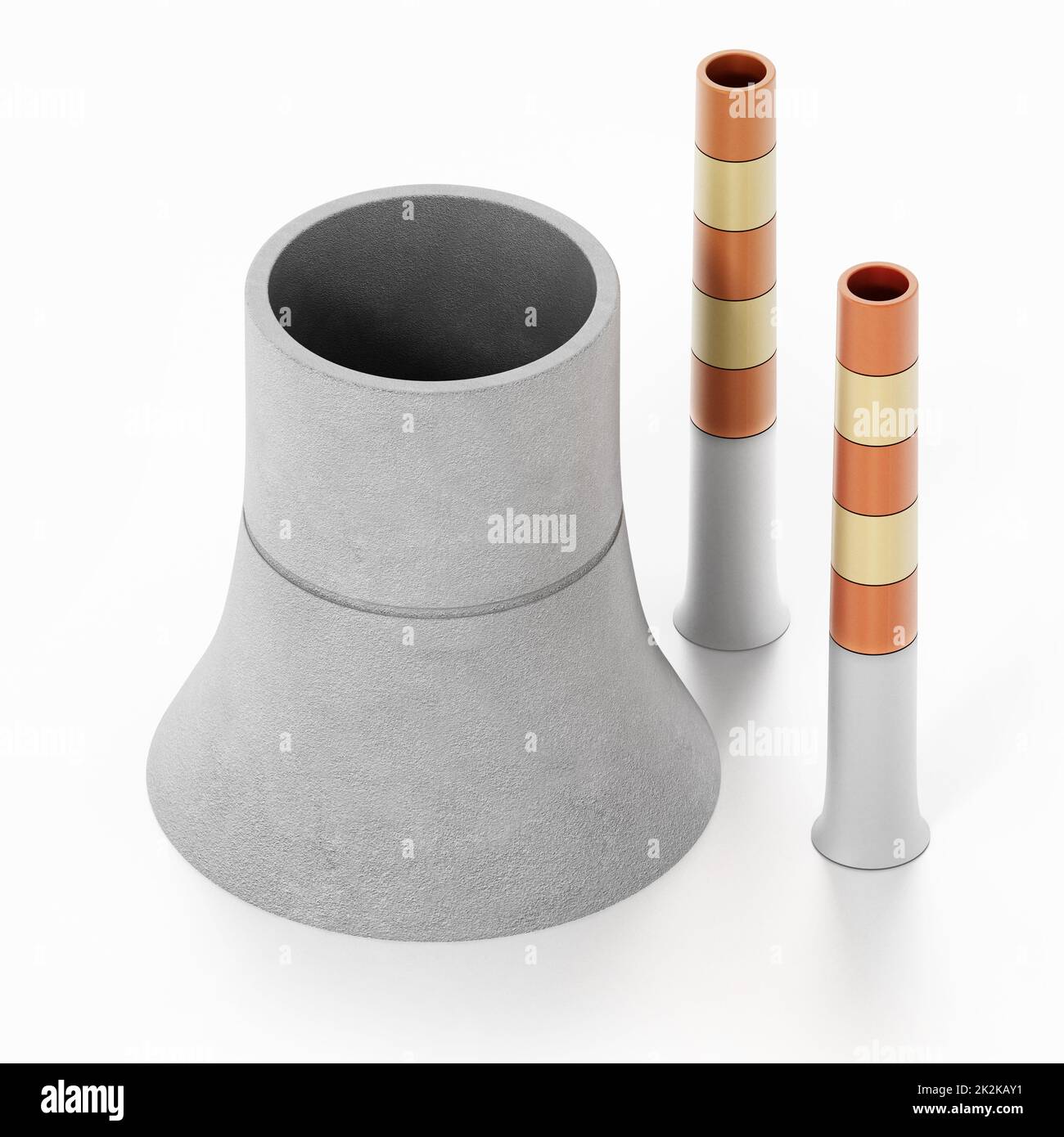 Nuclear plant isolated on white background. 3D illustration Stock Photo ...