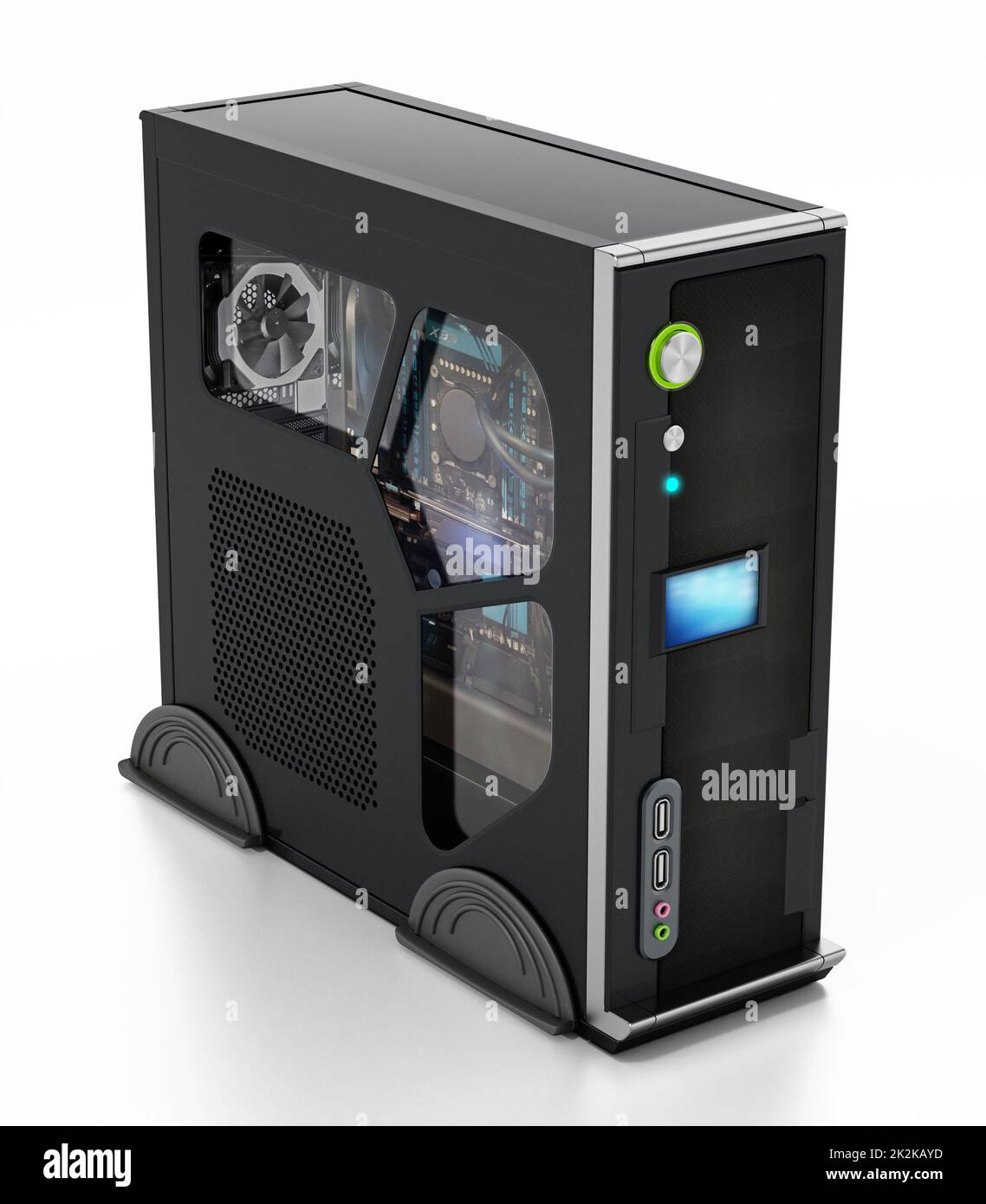 Modern PC case isolated on white background. 3D illustration Stock ...