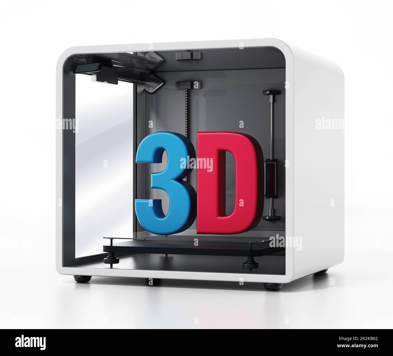 3D printer isolated on white background. 3D illustration Stock Photo ...