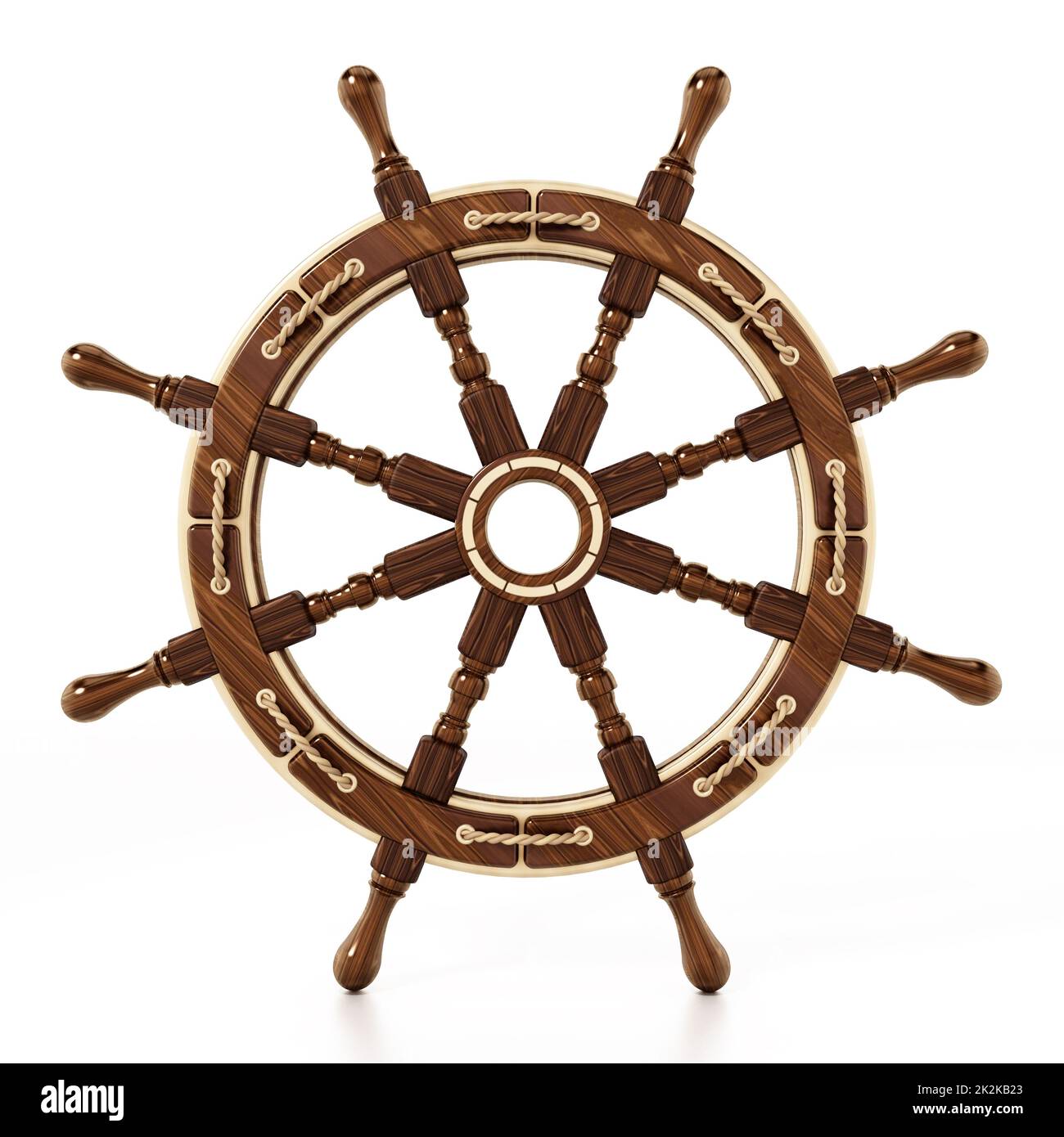 Ship wheel isolated on white background. 3D illustration Stock Photo ...