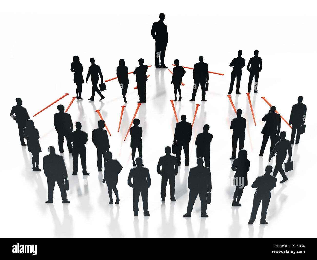 Organisation scheme of business people. 3D illustration Stock Photo - Alamy