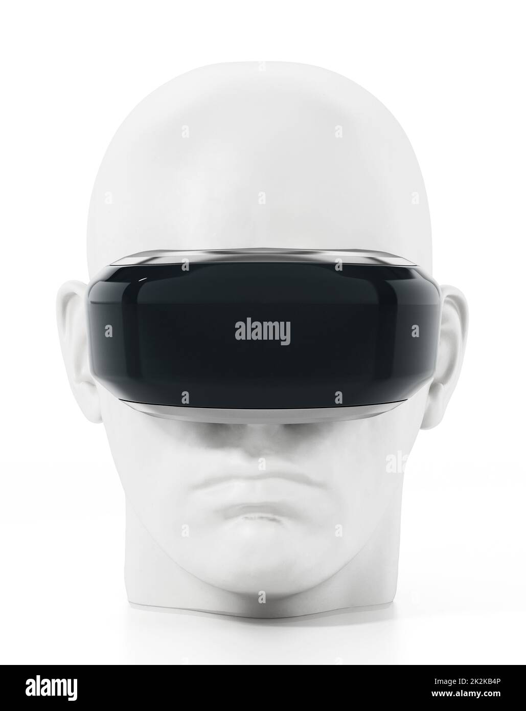 Virtual reality headset on textureless human face. 3D illustration ...