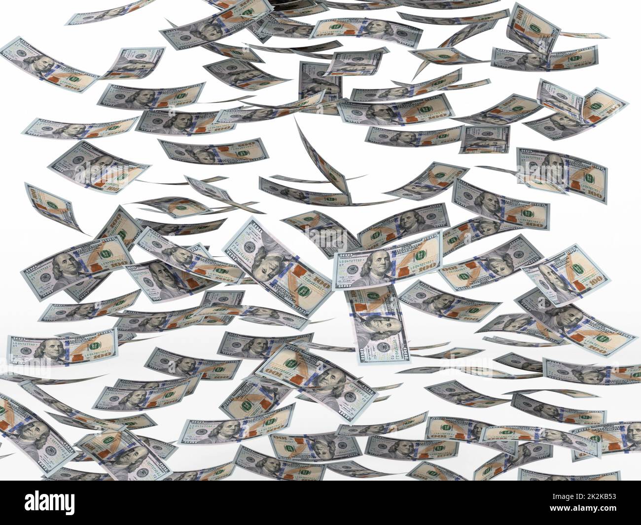 100 dollar bills falling to the ground. 3D illustration Stock Photo - Alamy