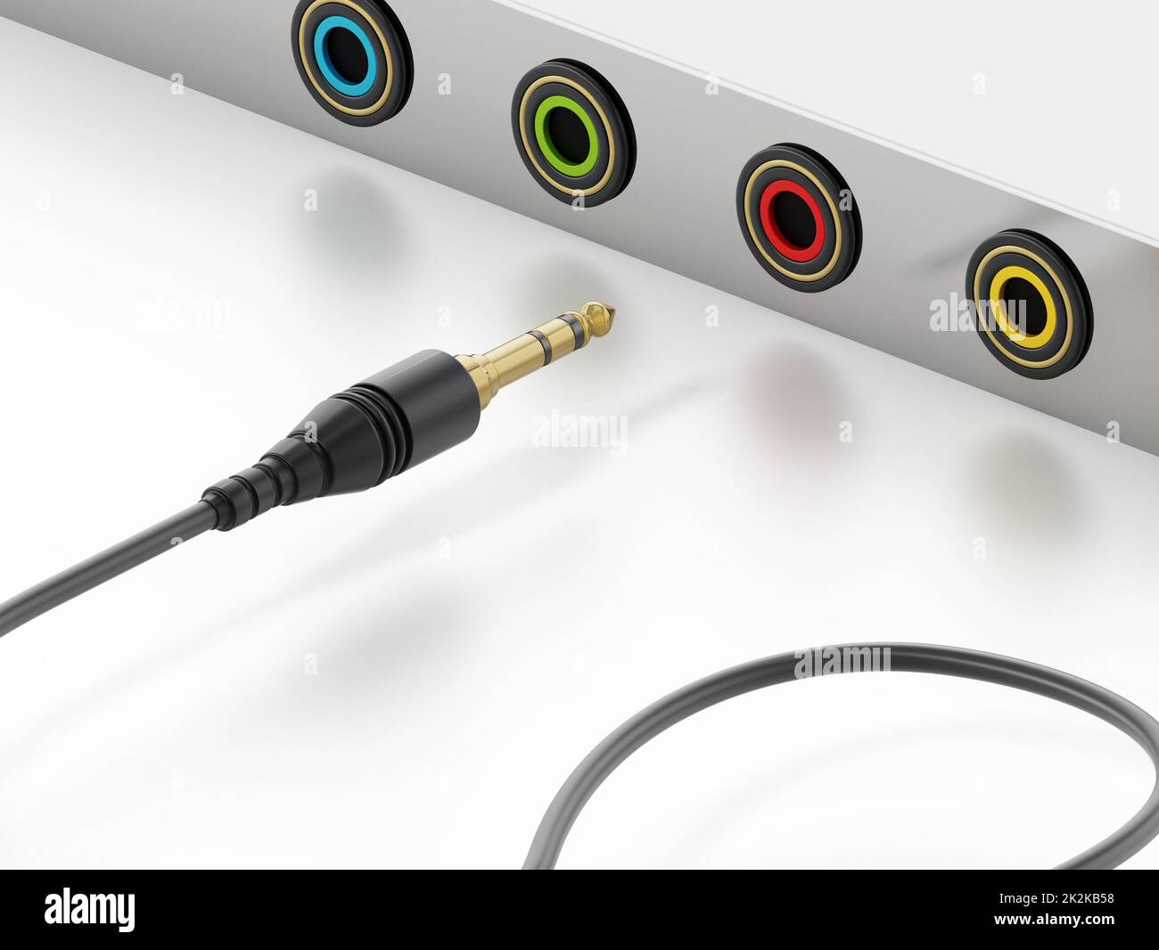 3.5 inch plug and jacks isolated on white background. 3D illustration ...