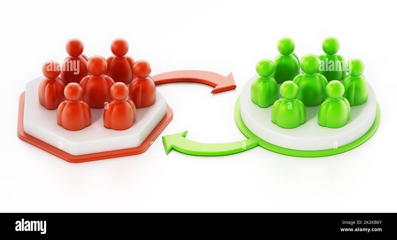 Business team people change concept. 3D illustration Stock Photo - Alamy