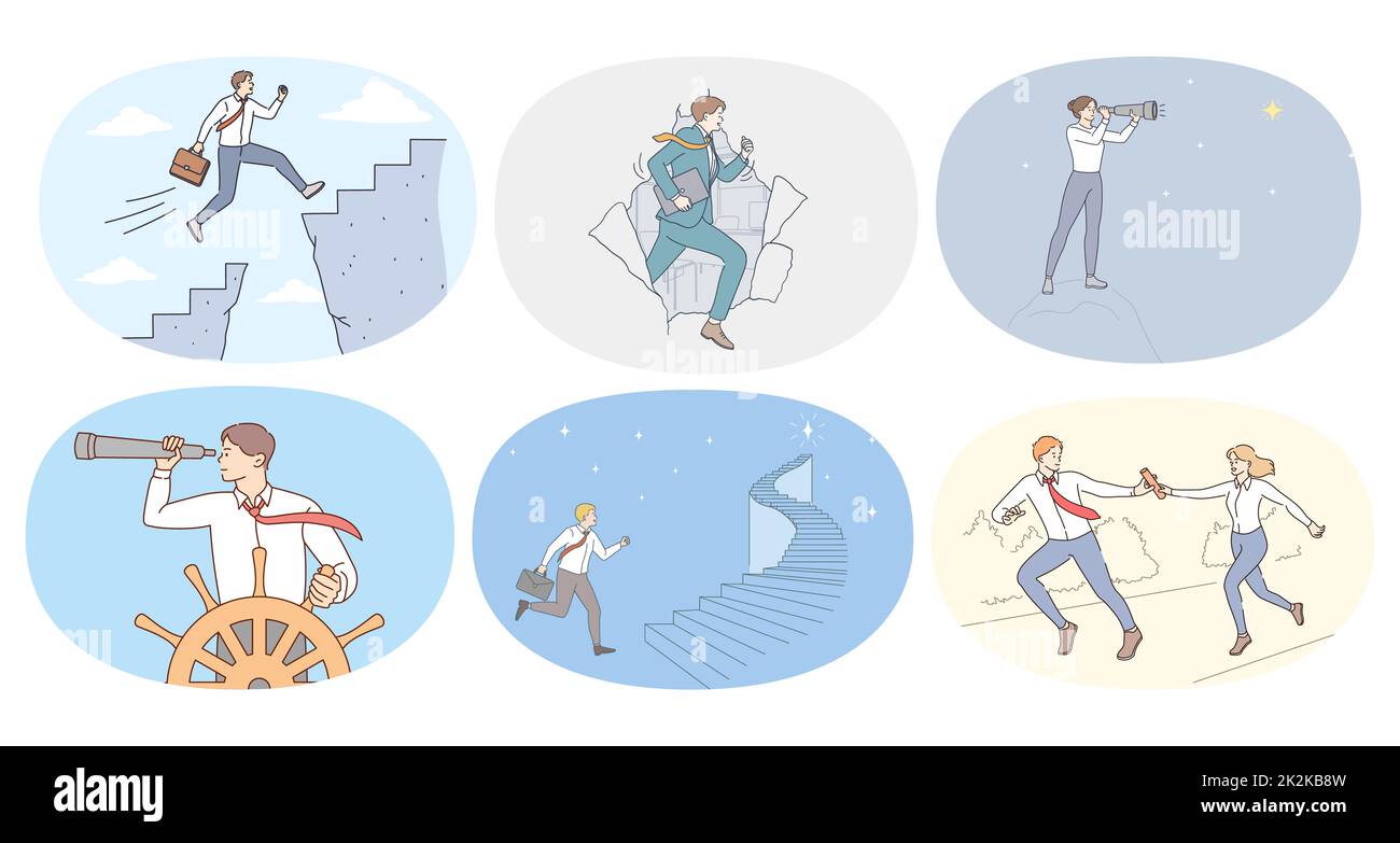 Set of diverse businesspeople strive for success Stock Photo - Alamy