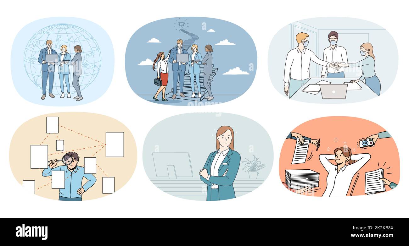 Set of diverse businesspeople at workplace Stock Photo - Alamy