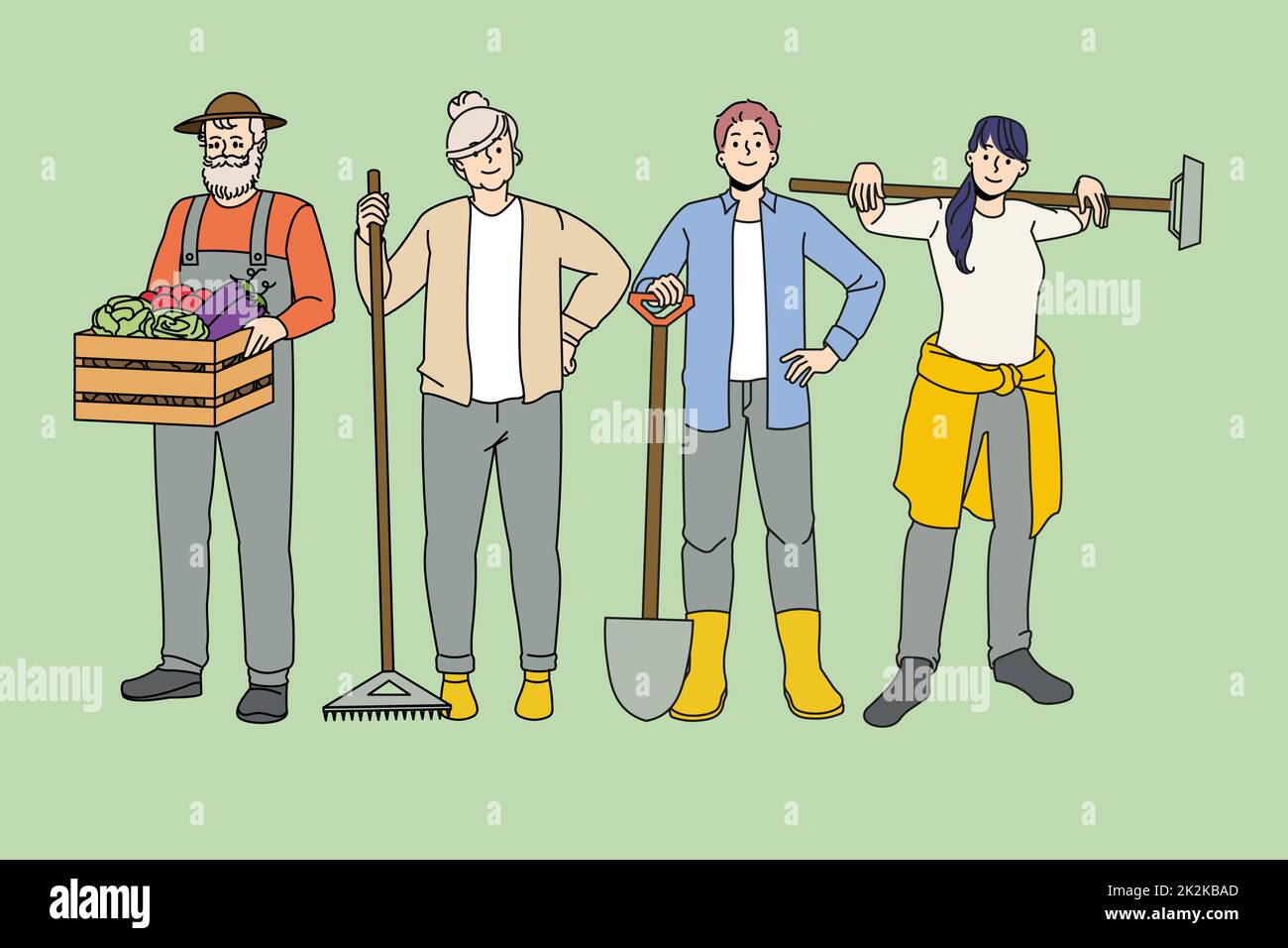 Diverse farmers with tools engaged in agriculture Stock Photo - Alamy
