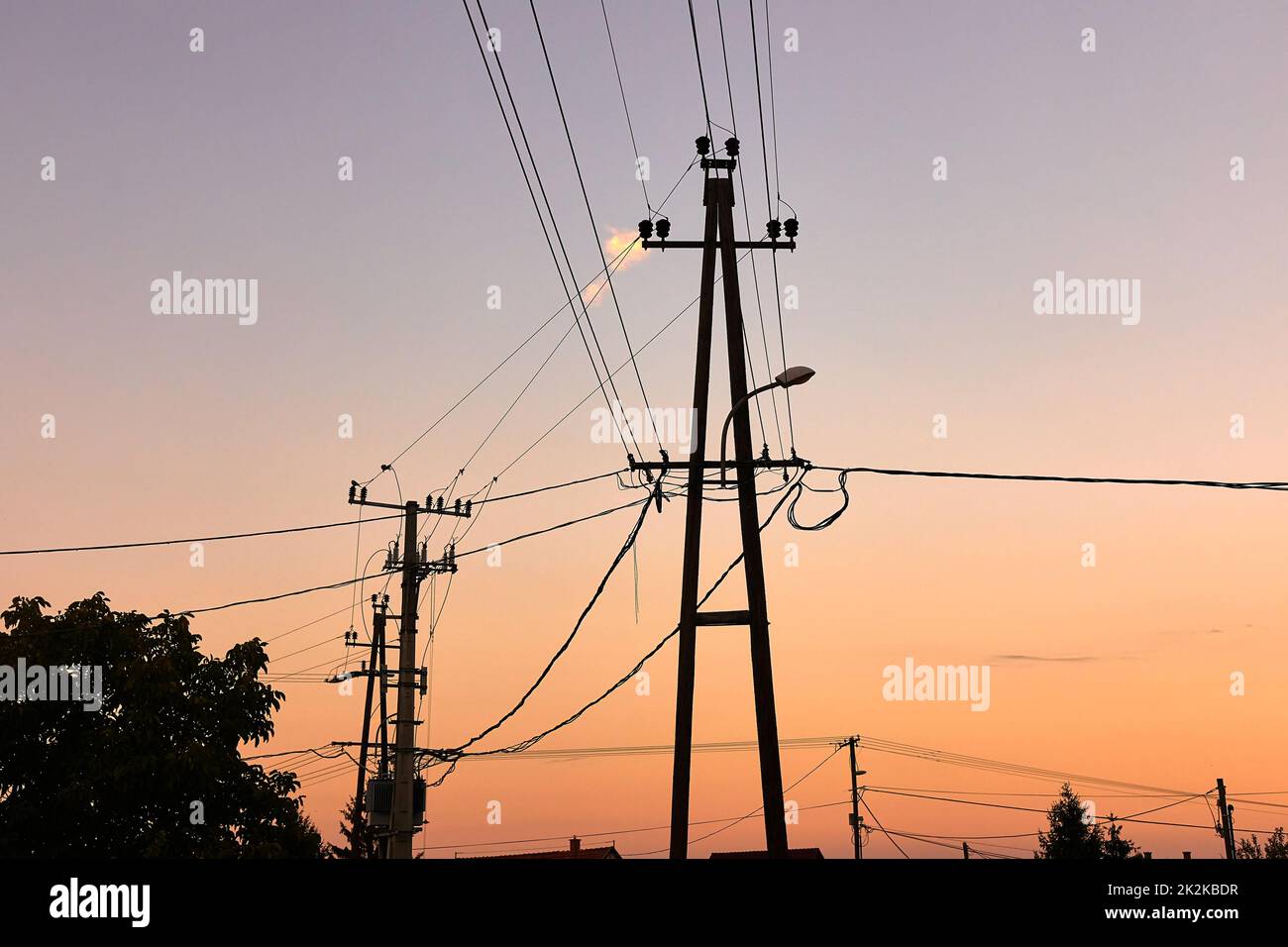 Electric line silhouettes Stock Photo - Alamy
