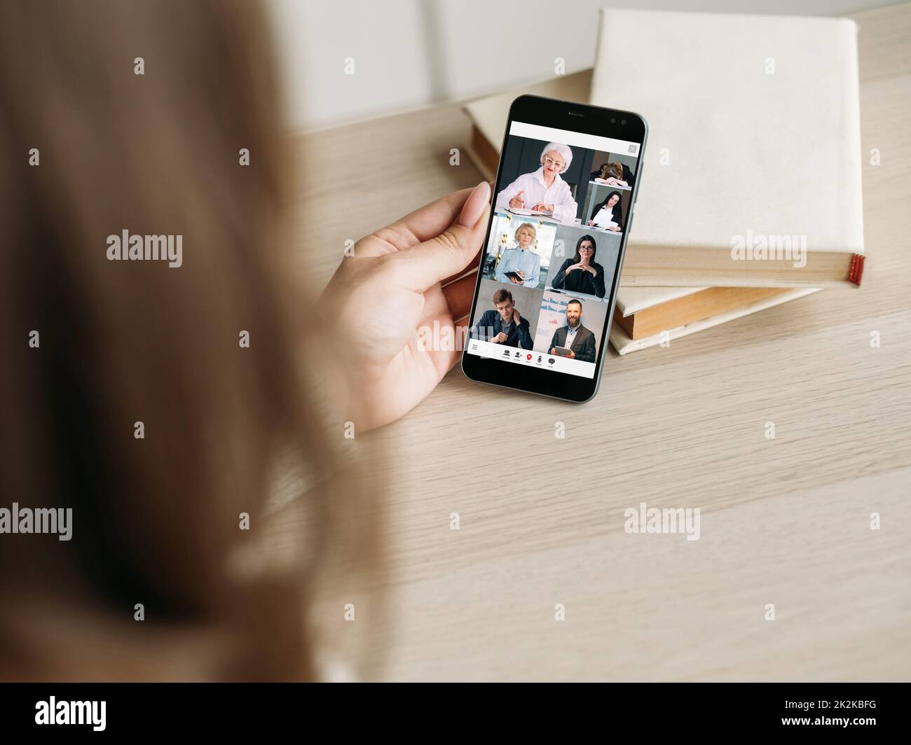 Digital study. Mobile video class. Modern education technology. Senior ...