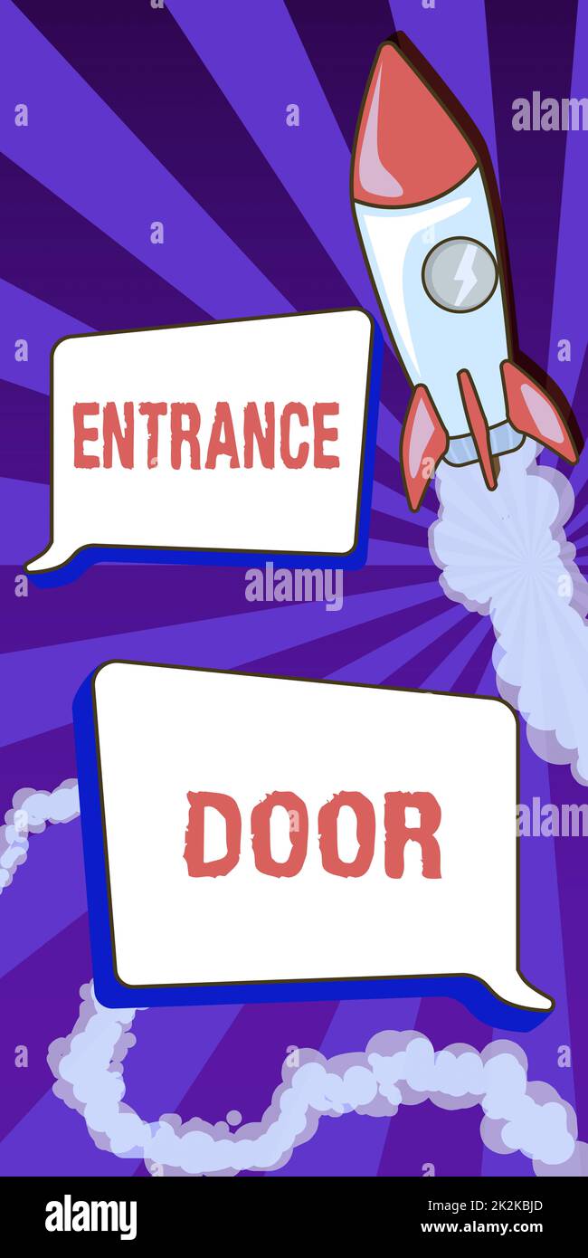 Text sign showing Entrance Door. Business approach Way in Doorway Gate ...