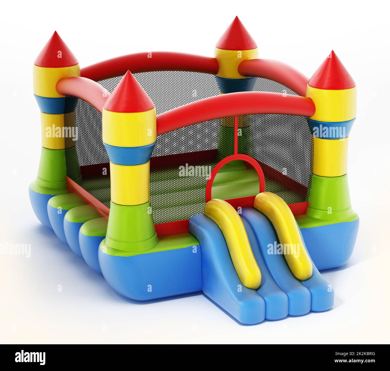 Bounce house isolated on white background. 3D illustration Stock Photo ...