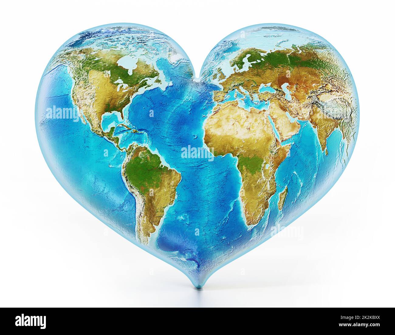 Heart shaped red earth isolated on white background. 3D illustration ...