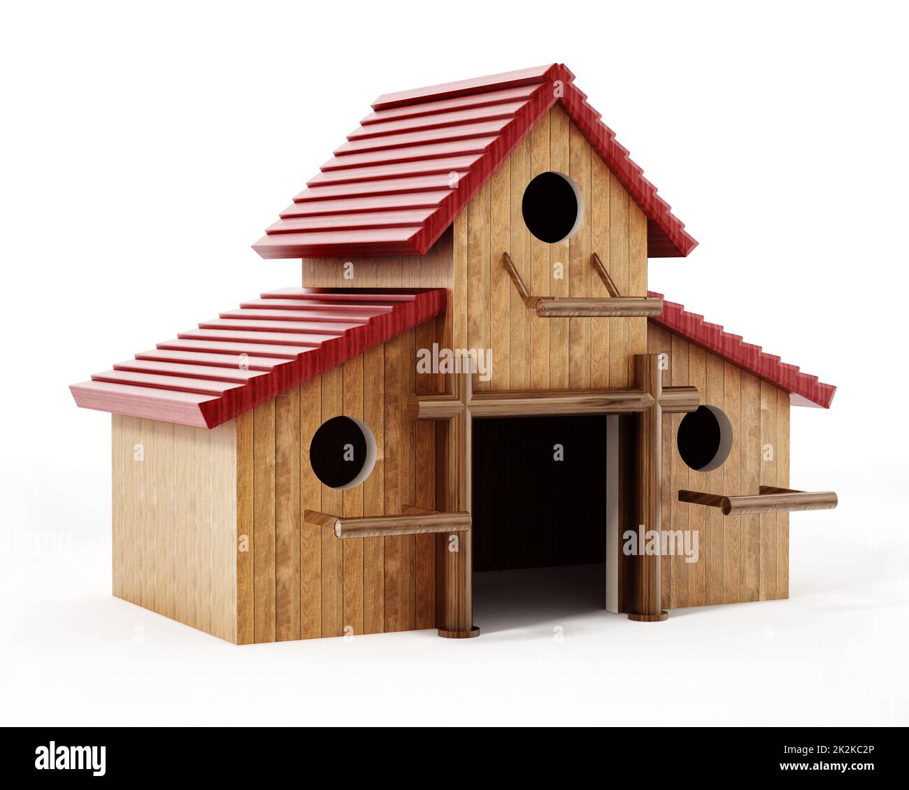 Three bird houses assembled together forming one big birdhouse. 3D ...