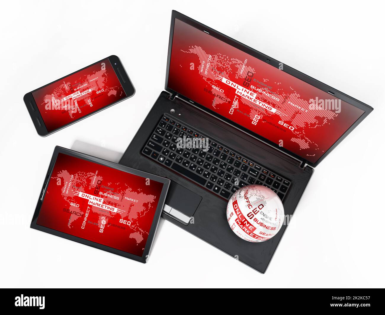 Laptop computer, tablet PC and smartphone. Online marketing concept ...