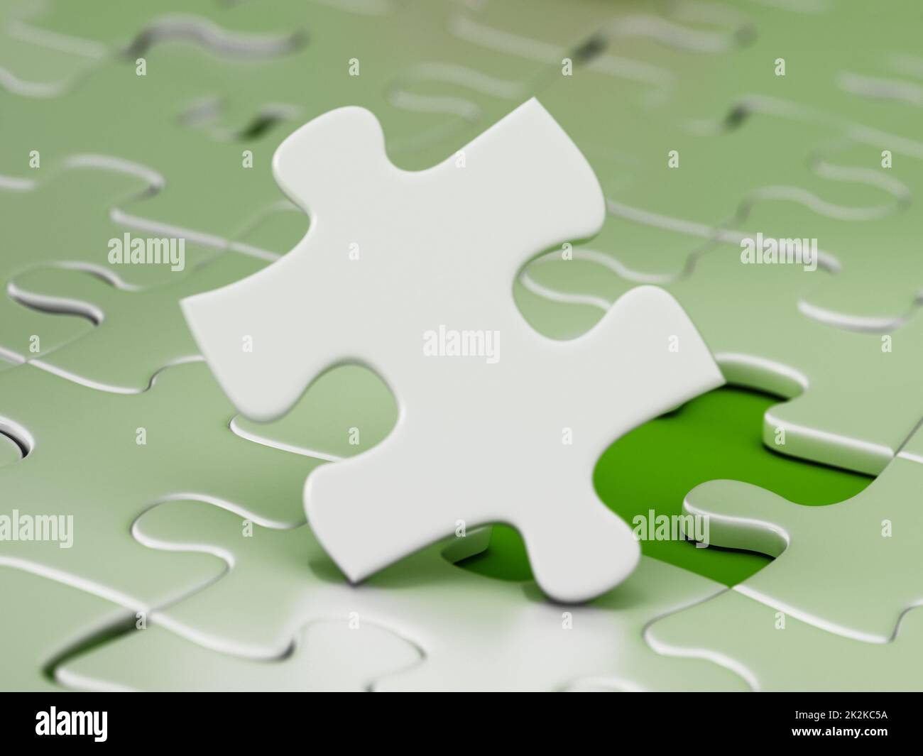 Jigsaw puzzle piece standing next to the missing part hole. 3D ...