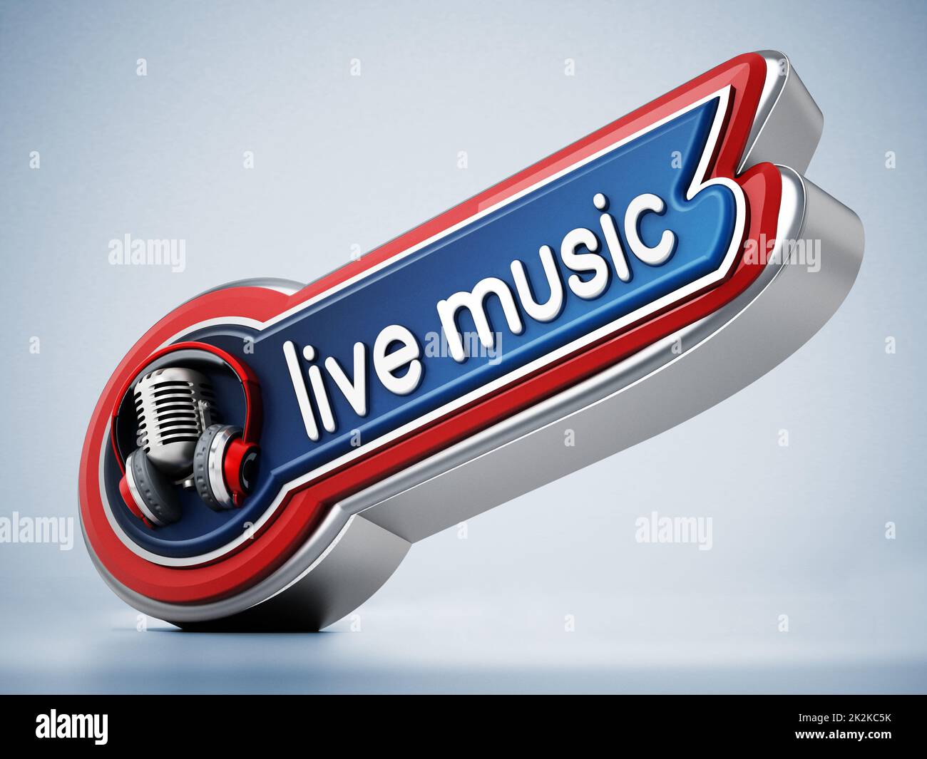 Live music banner with vintage microphone. 3D illustration Stock Photo ...