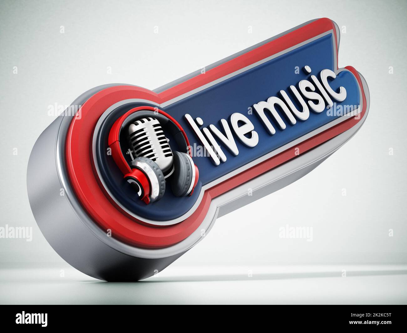 Live music banner with vintage microphone. 3D illustration Stock Photo ...