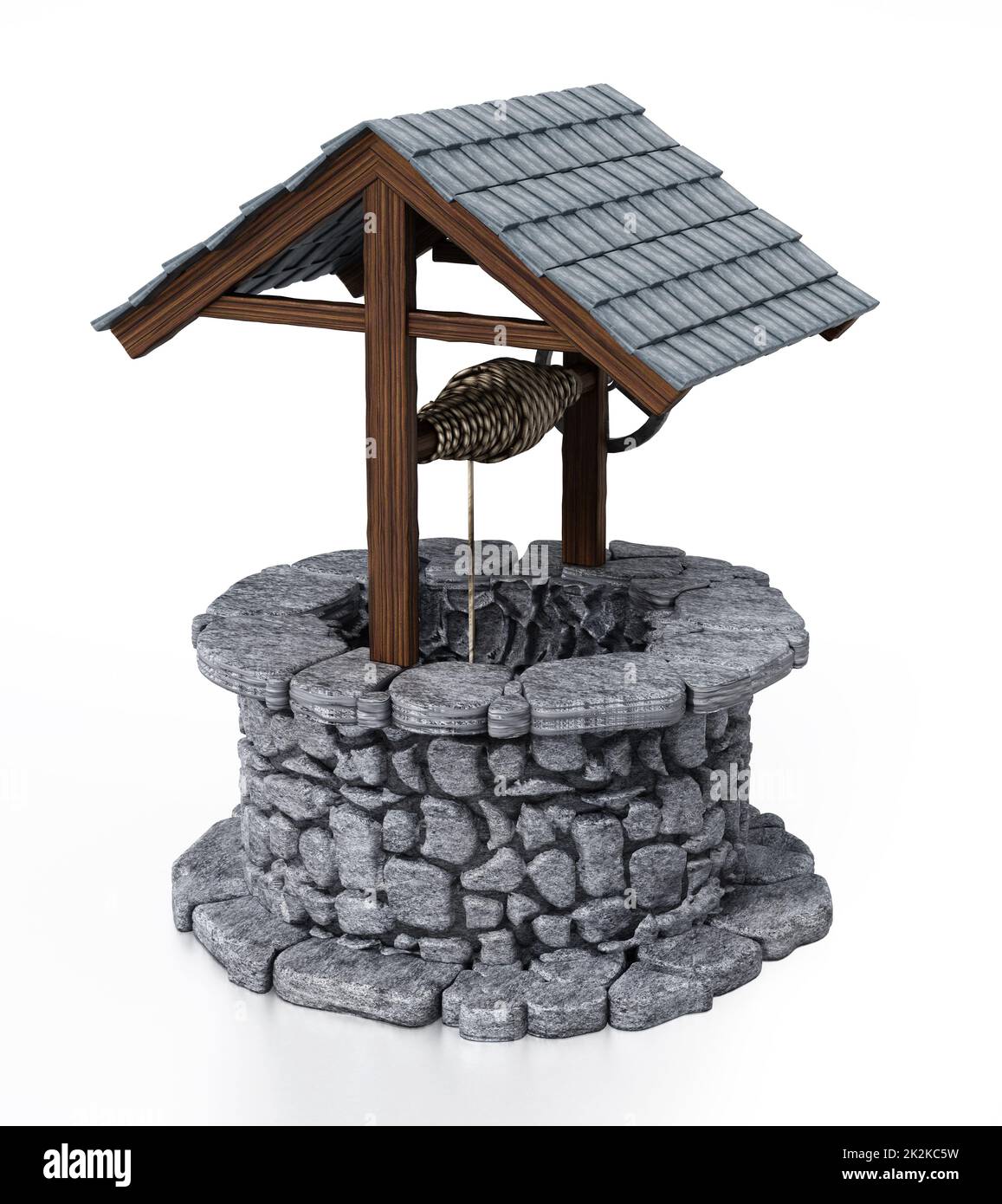 Old stone well isolated on white background. 3D illustration Stock ...