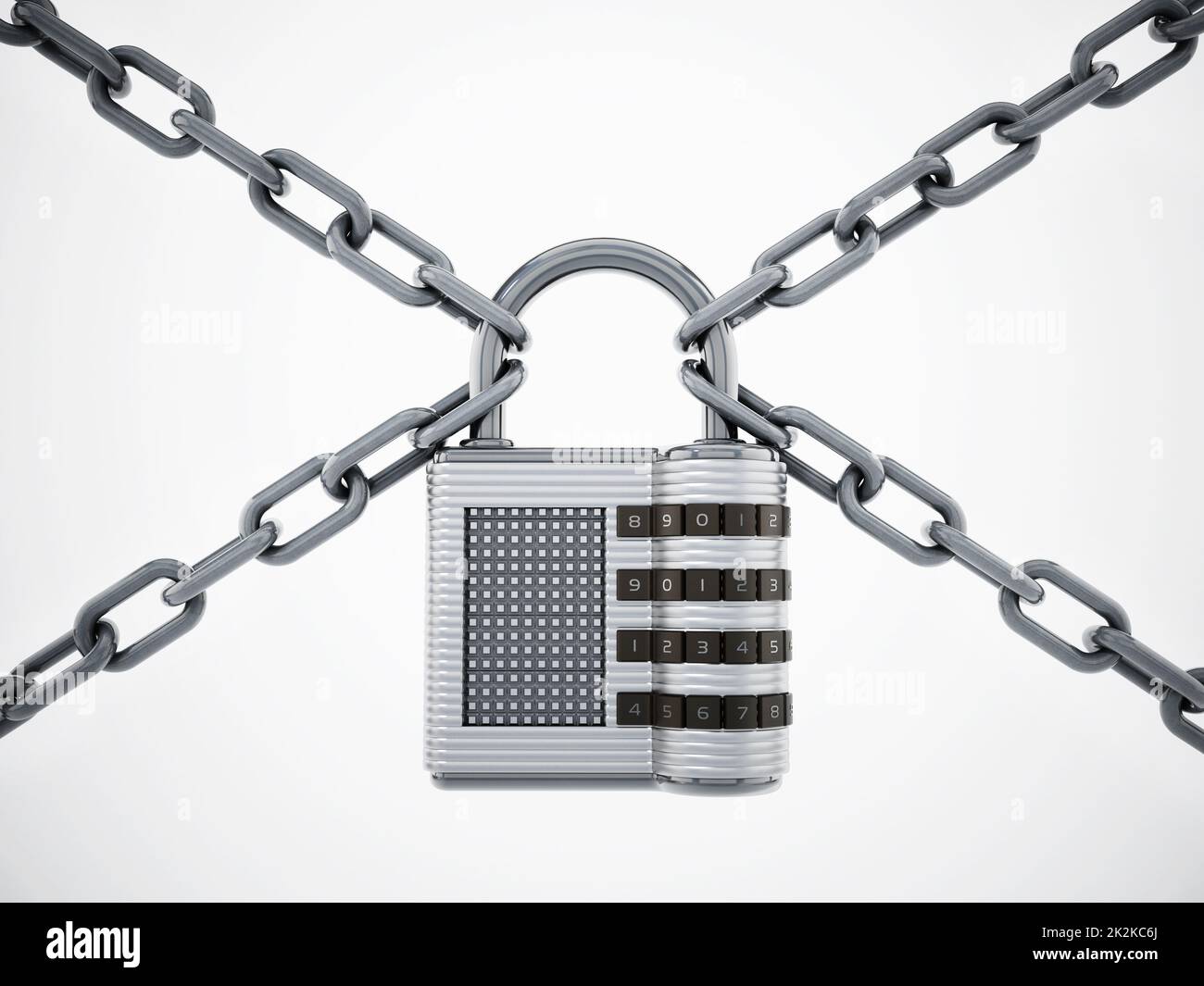 Chained padlock isolated on white background. 3D illustration Stock ...