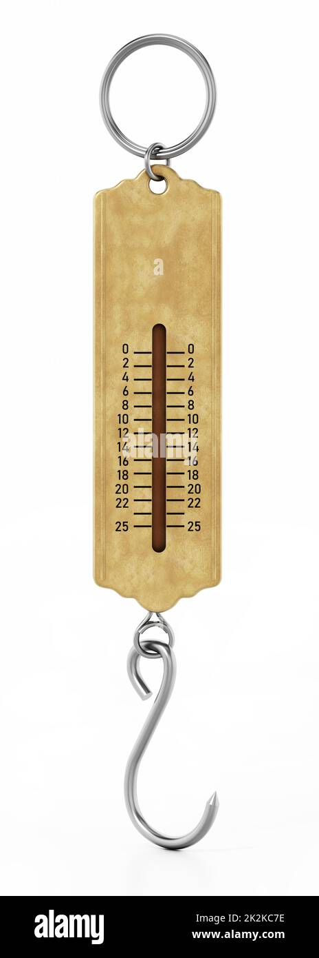 Vintage spring scale isolated on white background. 3D illustration ...