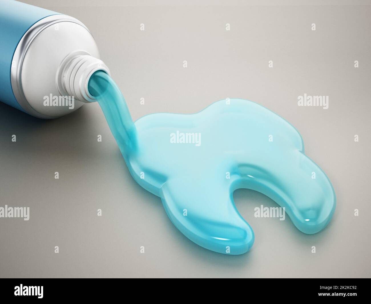 Toothpaste coming out of tube forms a tooth. 3D illustration Stock ...