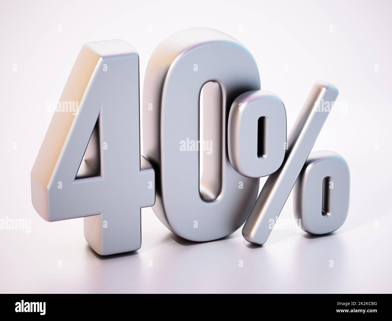 40 percent word standing on white surface with soft reflection. 3D ...
