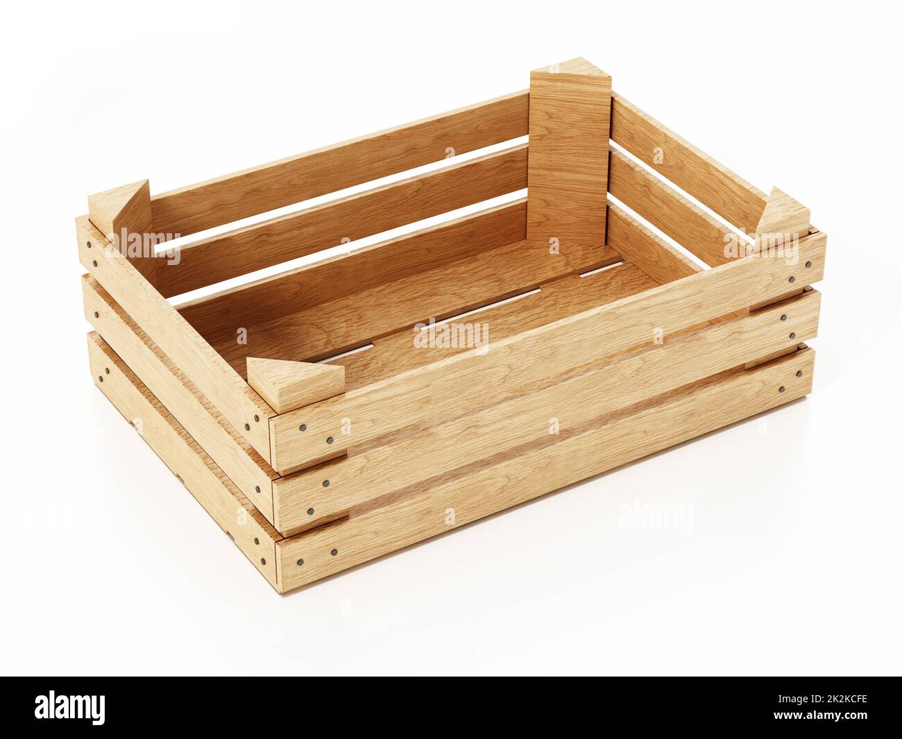 Empty wooden crate isolated on white background. 3D illustration Stock ...
