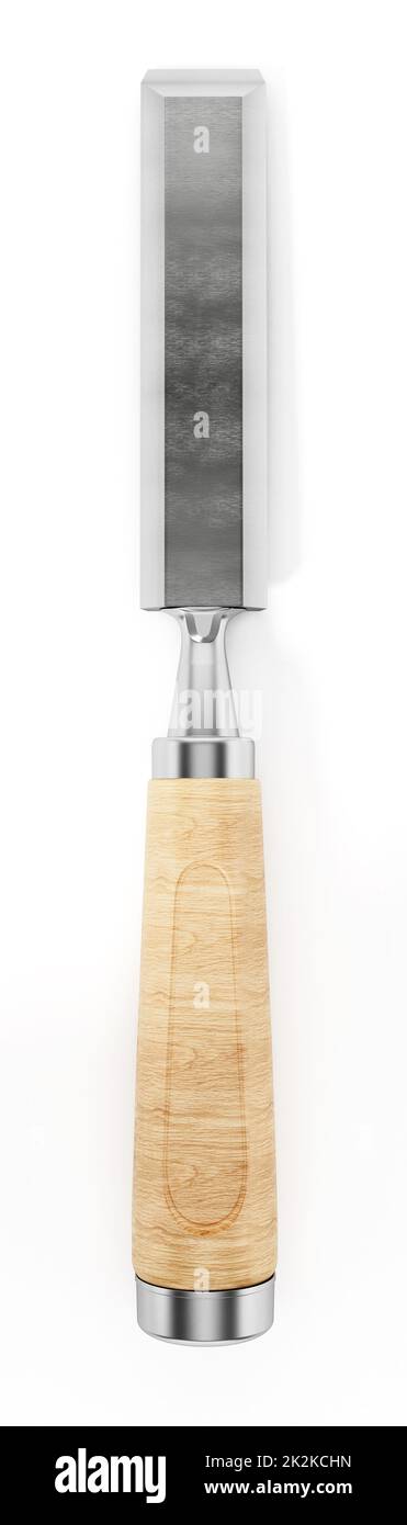 Carpenters Chisel Isolated On White Background 3d Illustration Stock