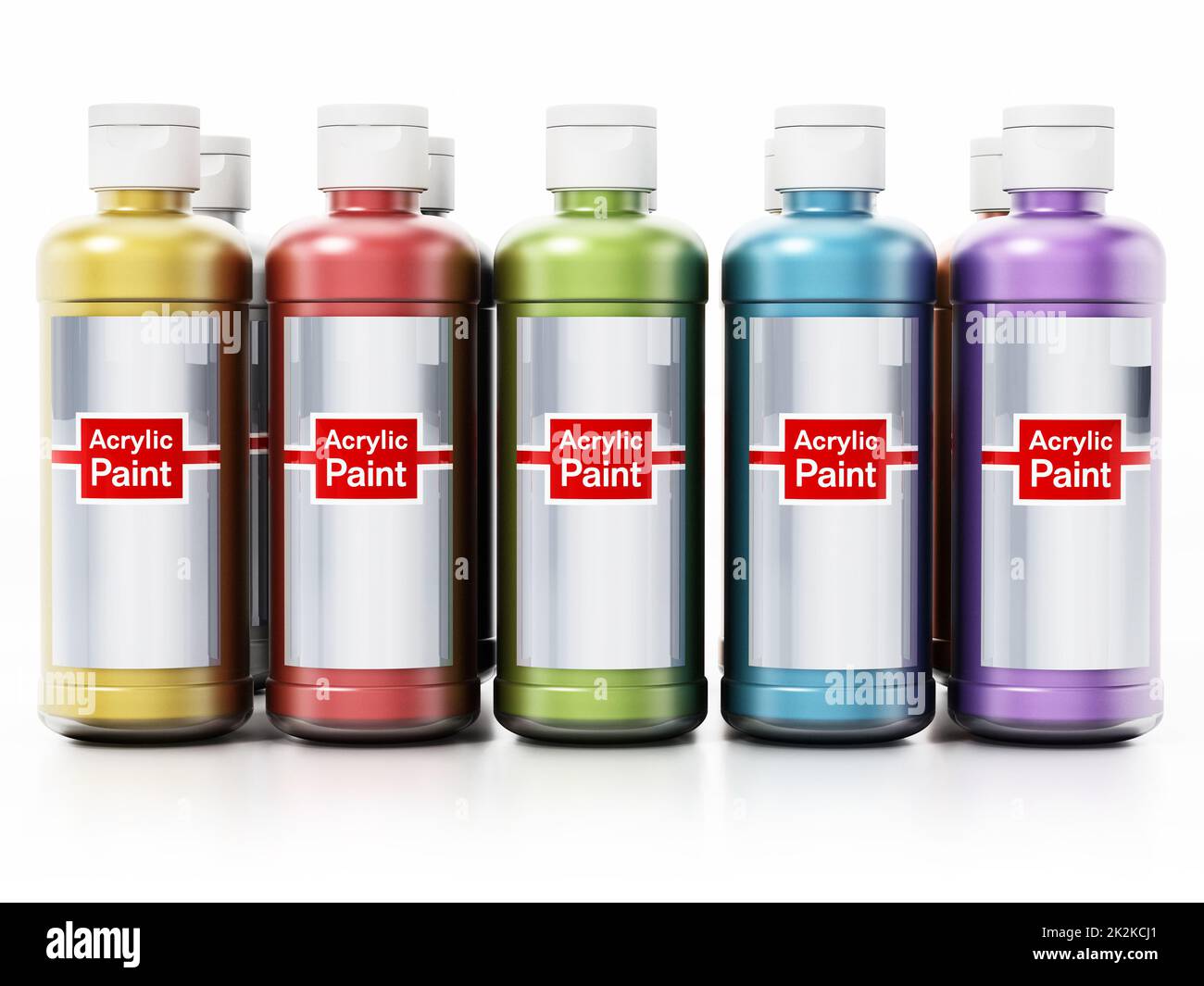 Acrylic paint bottles with color choices isolated on white background ...