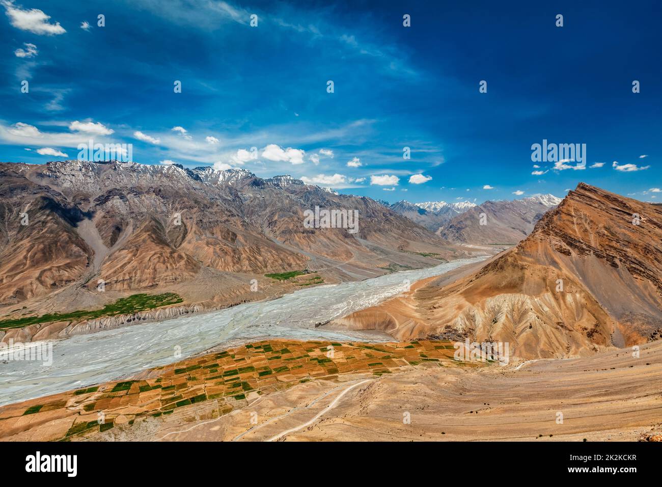 View of Spiti valley and Spiti river in Himalayas Stock Photo - Alamy