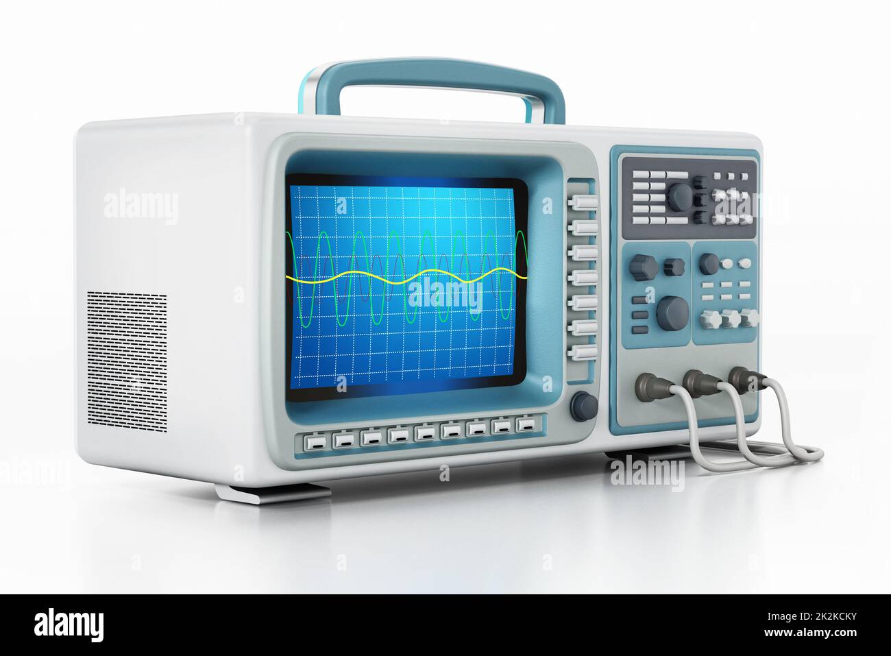 Oscilloscope isolated on white background. 3D illustration Stock Photo ...