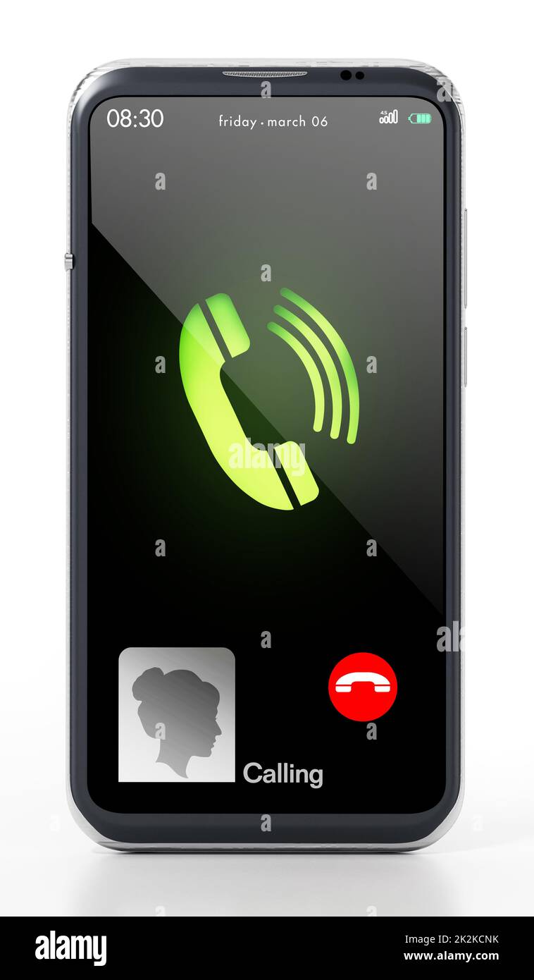 Fictitious smartphone call screen and icons. 3D illustration Stock ...