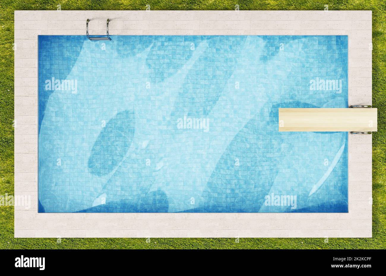 Generic swimming pool with surrounding grass. 3D illustration Stock ...