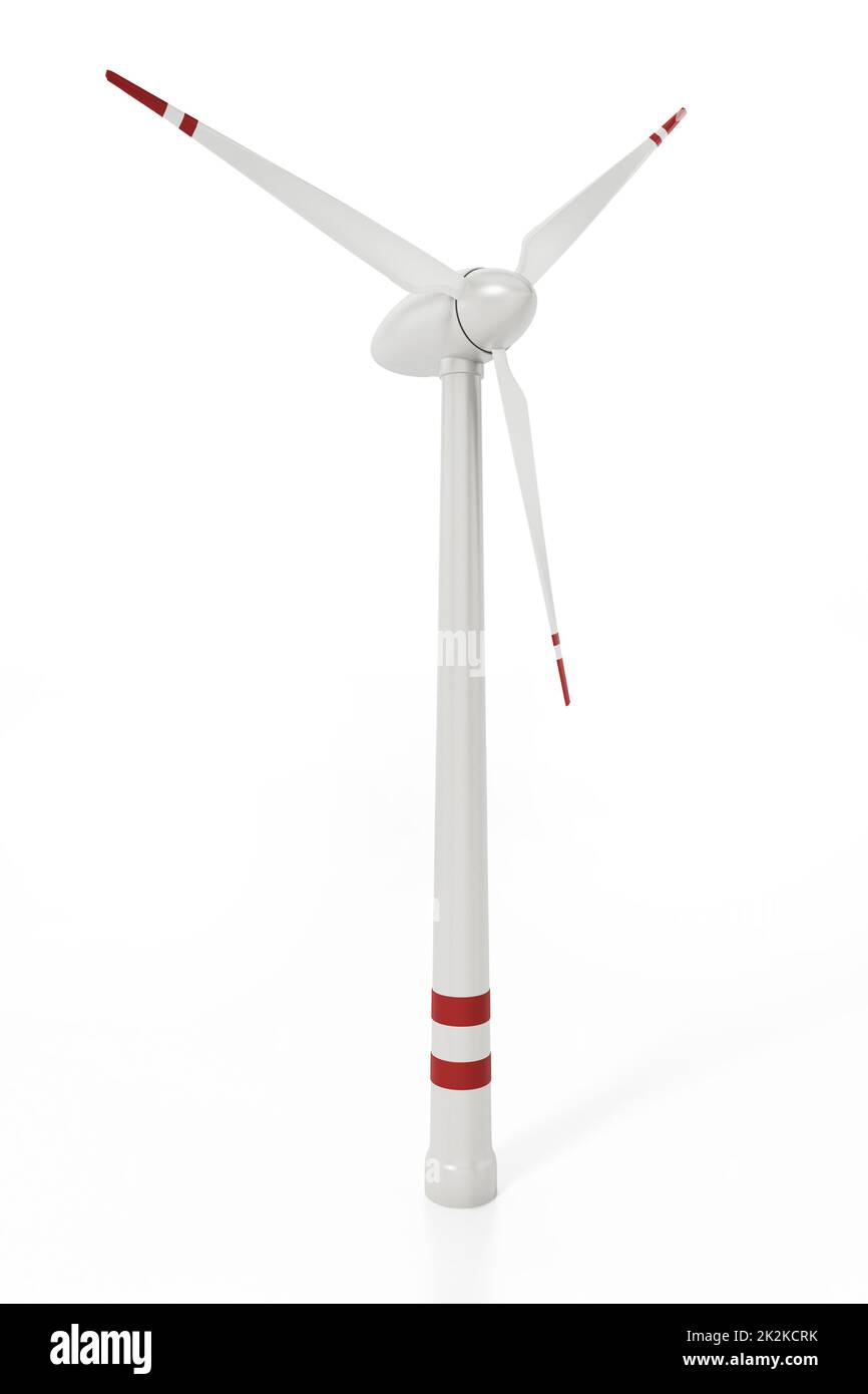 Wind turbine isolated on white background. 3D illustration Stock Photo ...