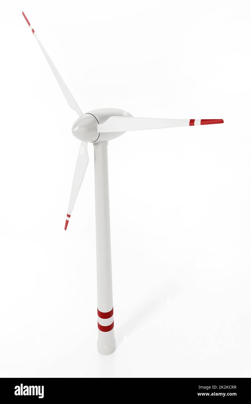 Wind turbine isolated on white background. 3D illustration Stock Photo ...