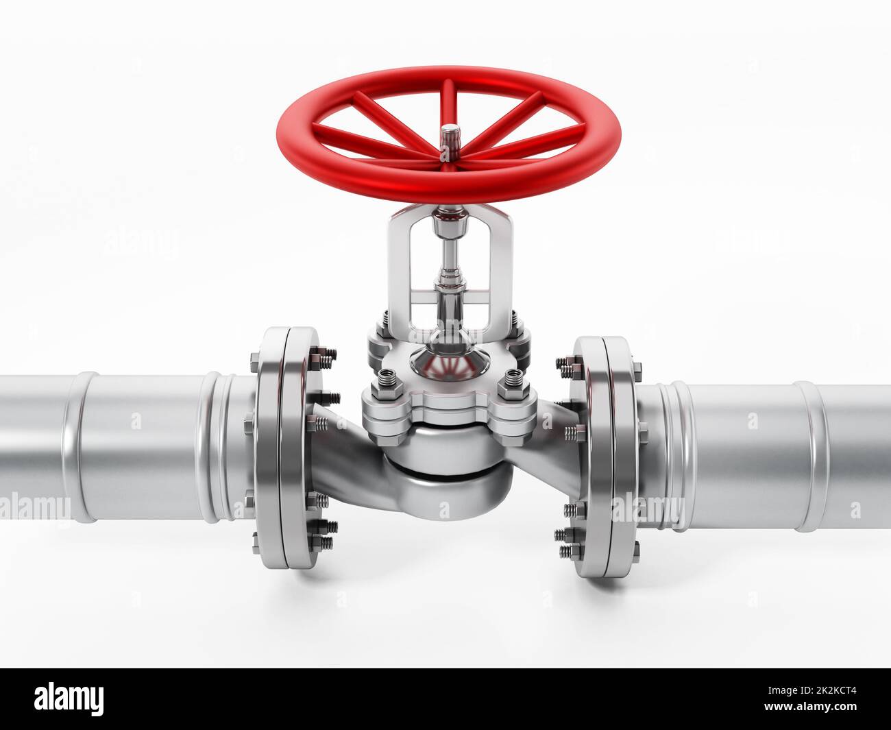 Water pipes and valve isolated on white background. 3D illustration ...