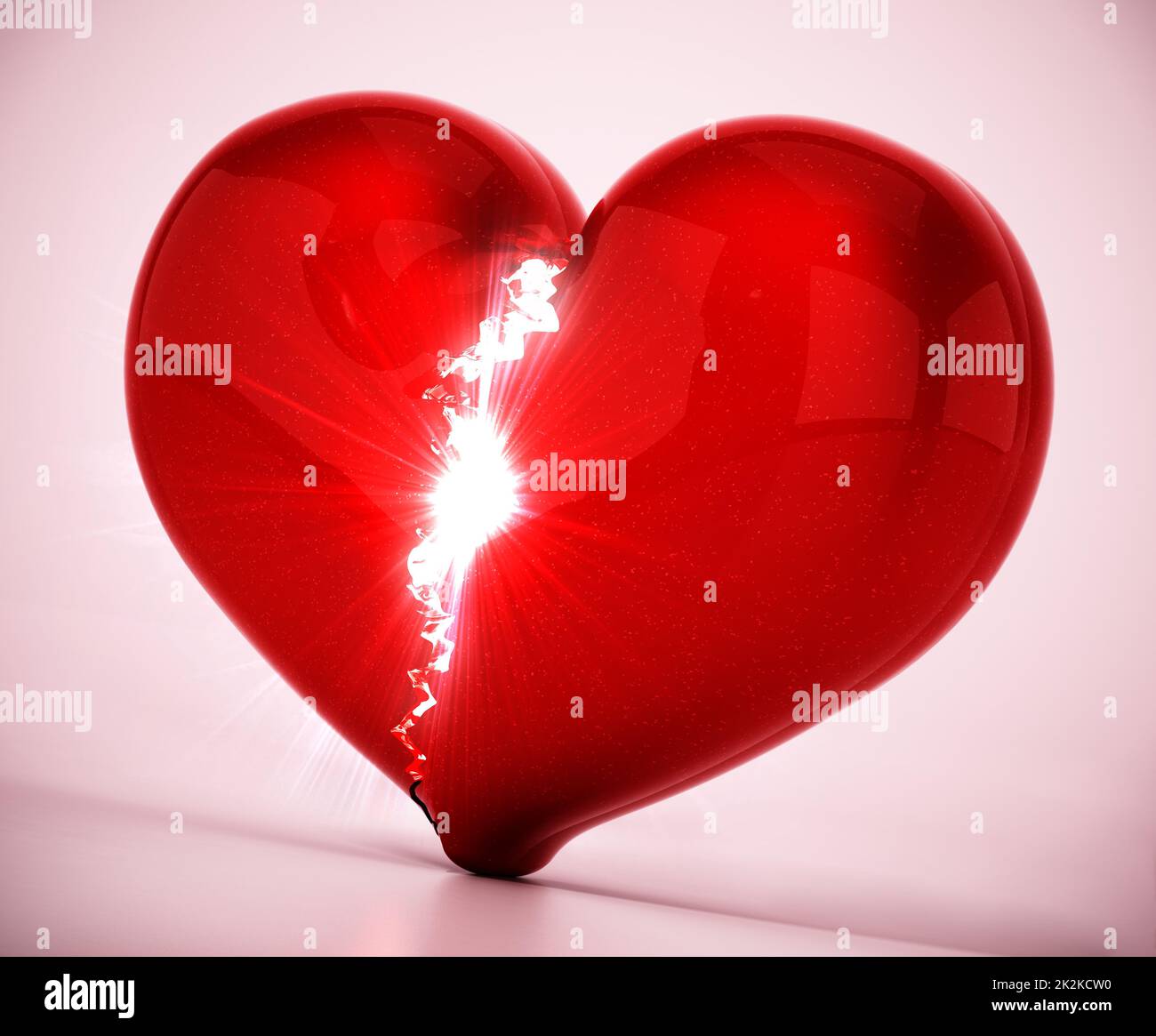Broken and shattered heart isolated on pink background. 3D illustration ...