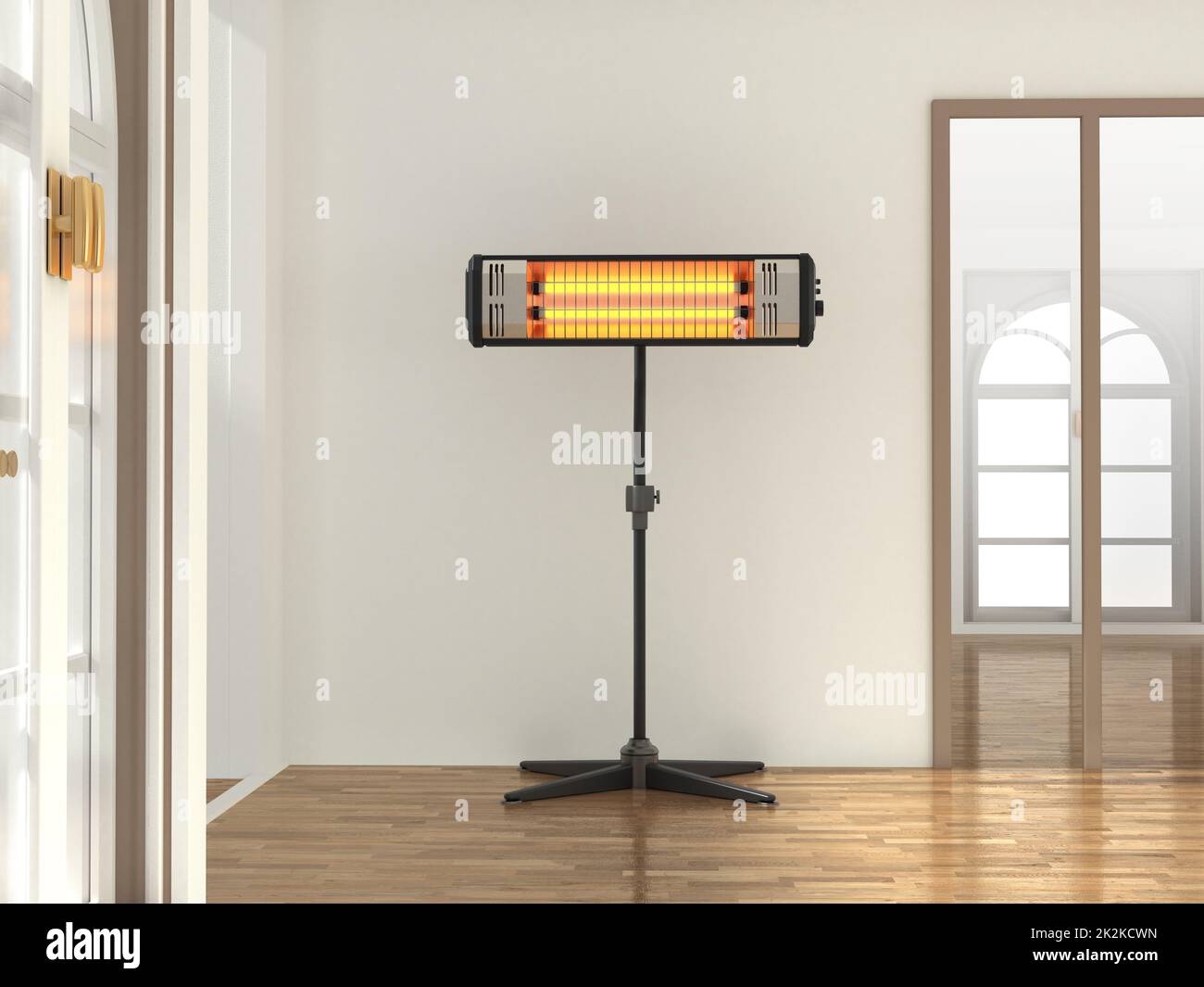 Infrared heater near the house wall. 3D illustration Stock Photo - Alamy
