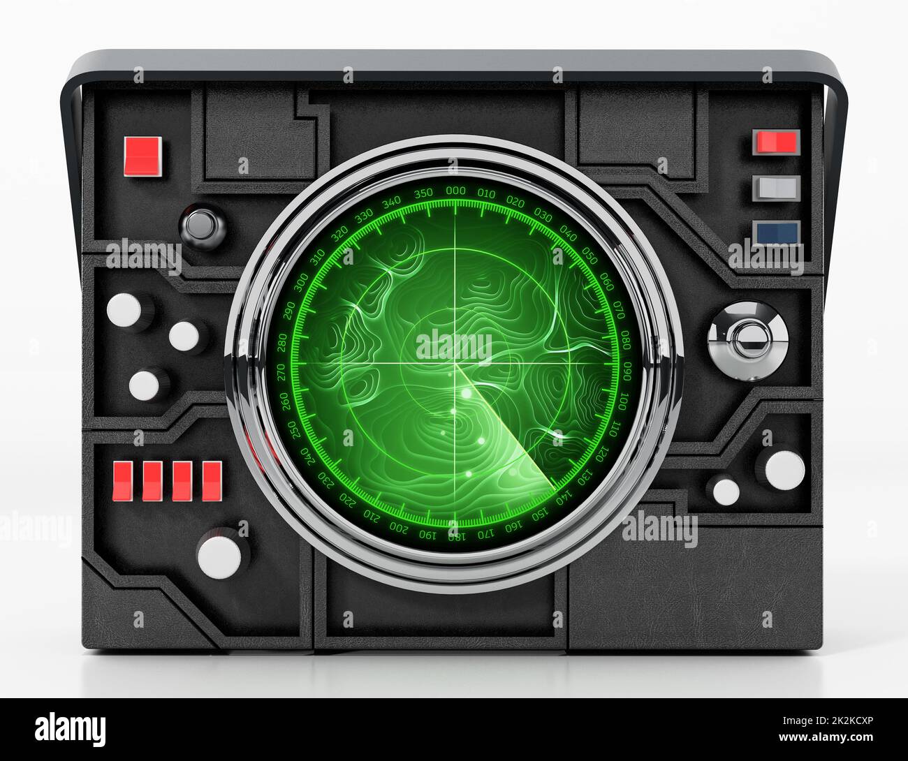 Retro radar system isolated on white background. 3D illustration Stock ...