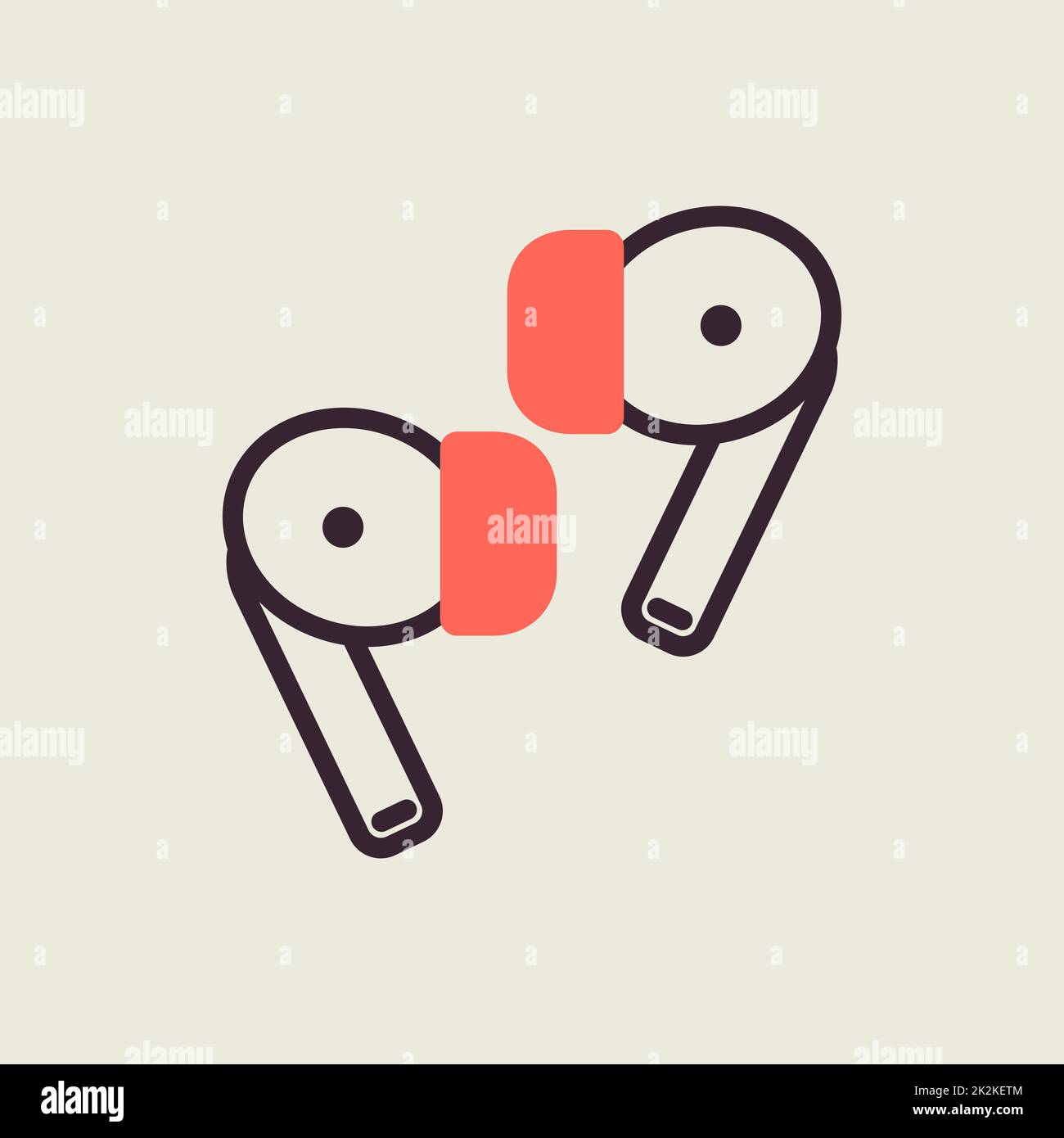 Pair of wireless earbud headphones vector icon Stock Photo - Alamy