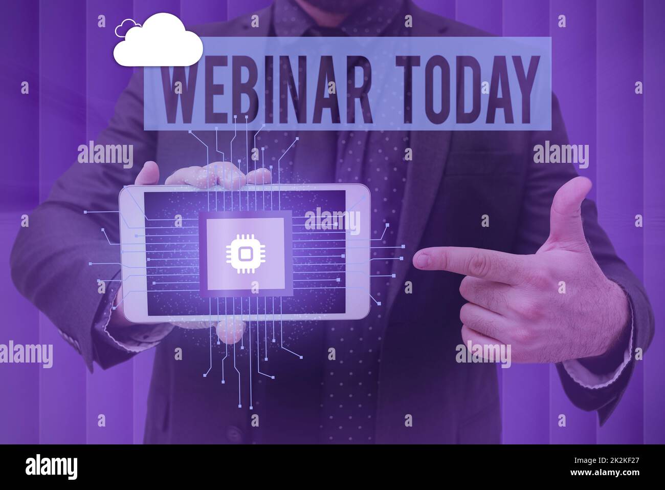 Hand writing sign Webinar Today. Business showcase live online ...