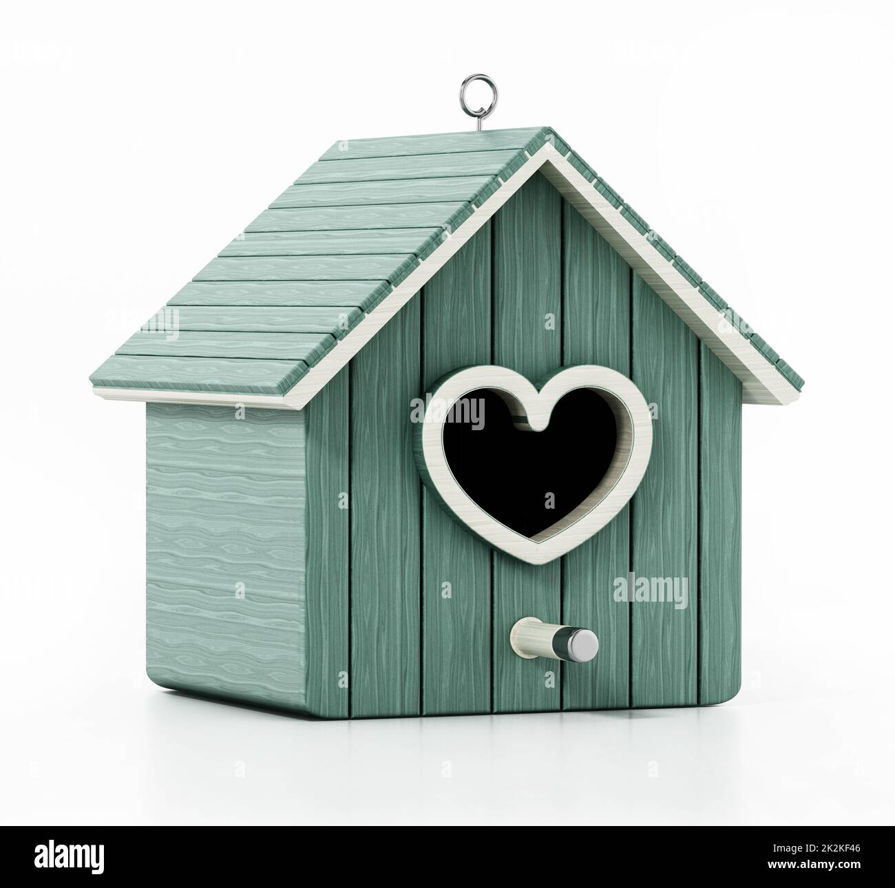 Bird house with heart shaped door. 3D illustration Stock Photo - Alamy