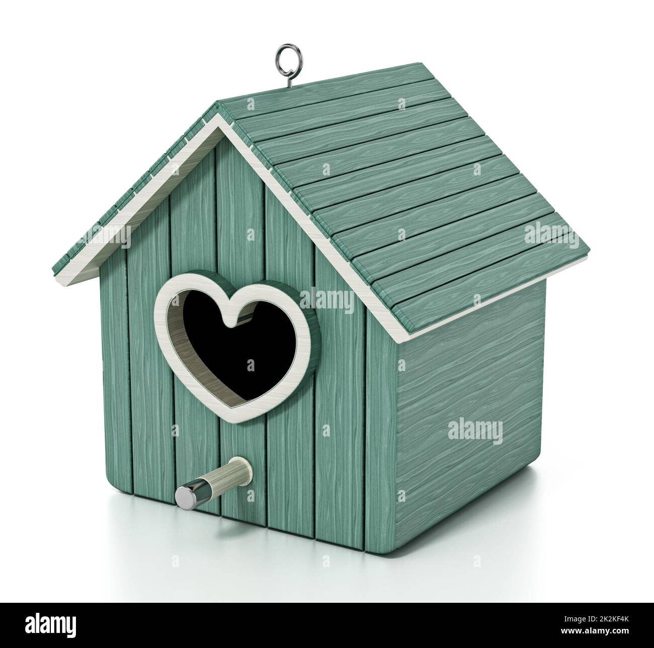 Bird house with heart shaped door. 3D illustration Stock Photo - Alamy
