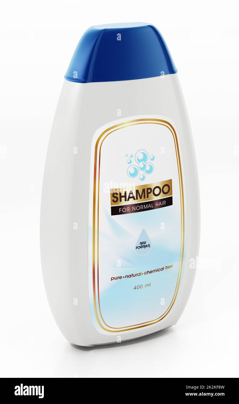Generic shampoo bottle and label design isolated on white background ...